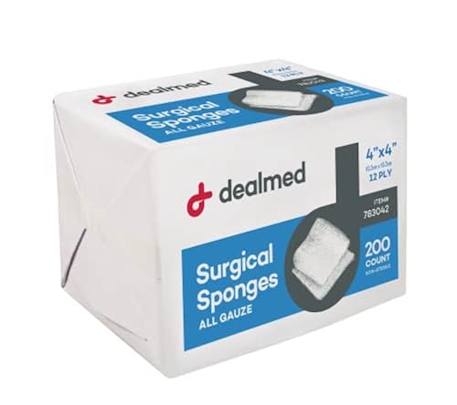 Dealmed 4" x 4" Surgical Sponges, 8-Ply, Non-Woven Absorbent Gauze ...
