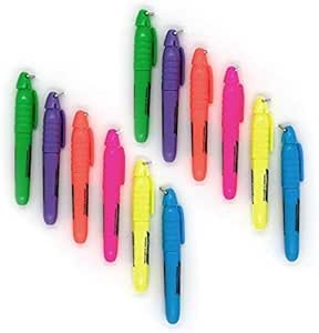 Amazon.com : Mini Fluorescent Highlighter with Cap Clip. Smooth Glide ...
