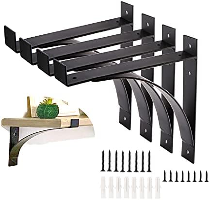 Osring 8 Inch Metal Shelf Bracket Heavy Duty Shelf Bracket Black, Steel ...