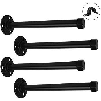 Amazon.com: Industrial Pipe Shelf Brackets 12 inch - Set of 4, Rustic ...