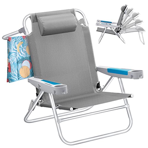 ICECO Backpacking Beach Chairs for Adults, 5 Positions Reclining Beach ...