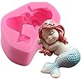 Amazon.com: Silicone Molds Sleeping Mermaid, 3D Mermaid Princess Shape ...