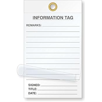 Amazon.com : Information Tag, Self-Laminating Tag, 10 mil Vinyl and ...