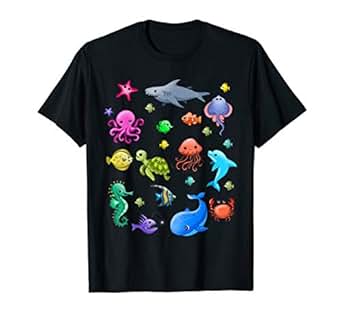 Amazon.com: Sea Animals Shirt For Kids Ocean Creatures Tshirt Clownfish ...