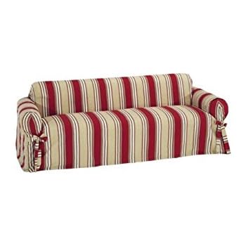 Amazon.com: Classic Slipcovers Printed Classic Stripe Canvas Sofa ...