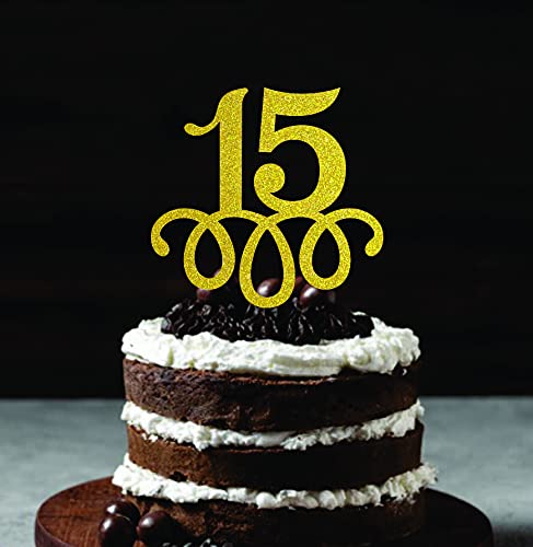 Buy SVM CRAFT 15 Cake Topper, Happy 15th Birthday Cake Topper, Number ...
