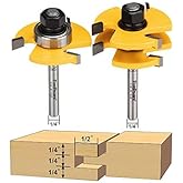TLHOME Tongue and Groove Router Bits，1/2 Inch 3 Teeth T Shape Wood ...