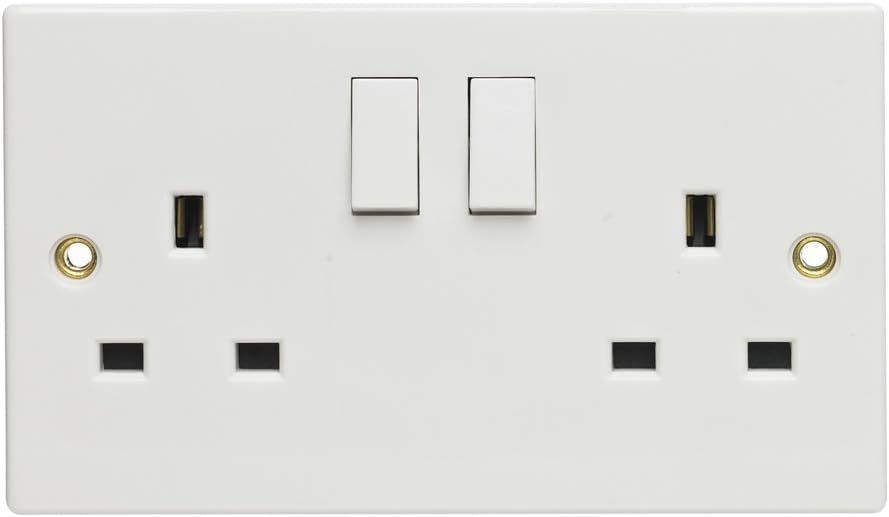 Double Switch Socket, 13 Amp White – BigaMart