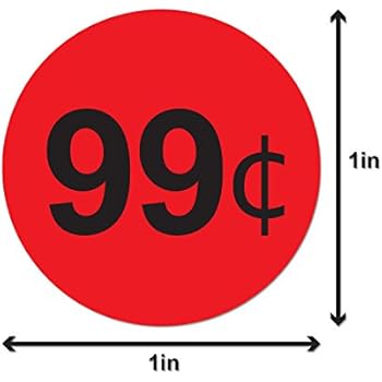 Amazon.com : 99 Cents Sale Retail Pricing Label/Stickers 1.5" - 500 ...