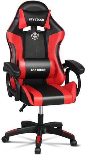 SKY-TOUCH Gaming Chair，Adjustable Computer Chair Pc Office Pu Leather High Back, Ergonomic ...