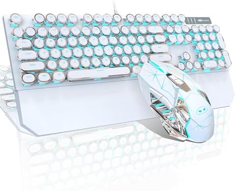 MageGee White Typewriter Mechanical Keyboard and Mouse Combo price in ...