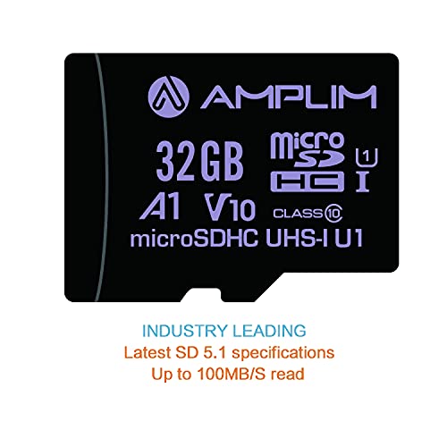 Amplim Micro SD Card 32GB, MicroSD Memory Plus Adapter, 2 Pack MicroSDHC Class 10 UHS-I U1 V10 ...