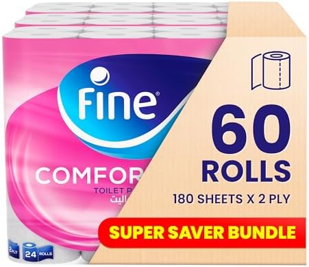 Fine Comfort Toilet Paper 80 Sheets x 2 Ply, 60 Rolls price in Saudi ...