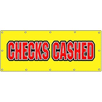 Amazon.com : 48"x120" Checks CASHED Banner Sign cashing Cash Advance ...