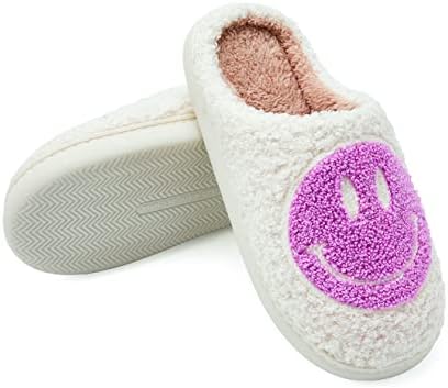 Smiley Face Slippers Cute Cozy Comfy House Slippers Fuzzy Fluffy ...