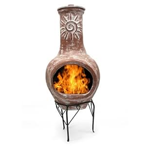 Amazon.com : Terra Cotta Sun Chimenea : Outdoor Fireplaces : Garden ...