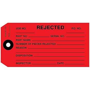 Amazon.com: Rejected Tag, Inspection Tag, Red 4-3/4" x 2-3/8" Pack of ...
