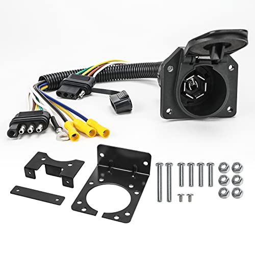 Autopher Trailer Adapter 4-Way Flat to 7-Way Round RV Blade and 4-Way ...