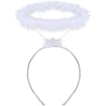 ZSPERKLA Angel Halo Headband White Feather Fluffy Angel Hair Band ...