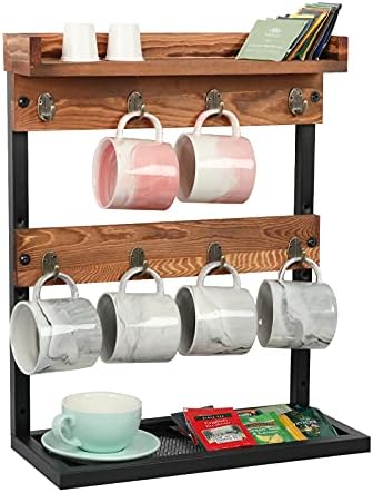 X-cosrack Countertop Coffee Mug Holder Rack 2 Tier Wall Mount Coffee ...