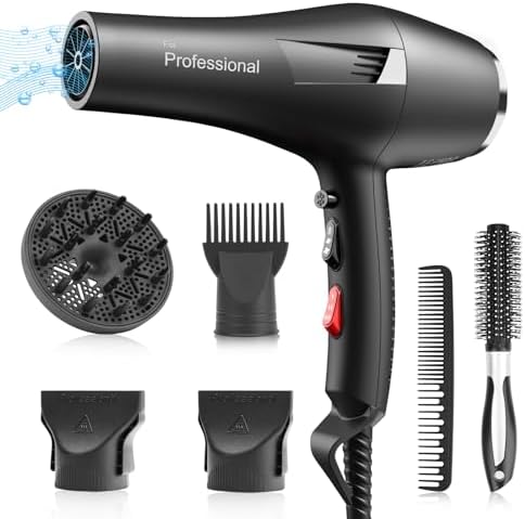 Faszin Ionic Hair Dryer, Salon Professional Blow Dryer 2400W AC Motor Fast Drying with 2 Speed ...