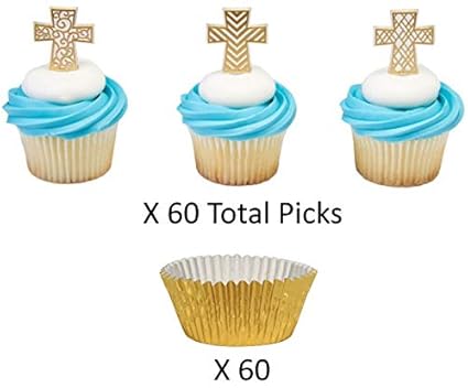 Cross Christian Religious Cupcake Topper Picks and Liners (Enough for ...