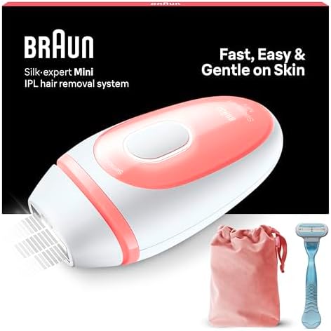Braun ipl silk-expert mini, permanent visible hair removal, with travel pouch & venus razor ...