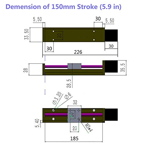 CNC Sliding Table Lead Screw Precision Travel Length 50mm/100mm/150mm/200mm NEMA11 Linear ...