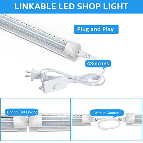8FT LED Shop Light, 90W 12000LM Super Bright, 5000K Daylight, Linkable ...