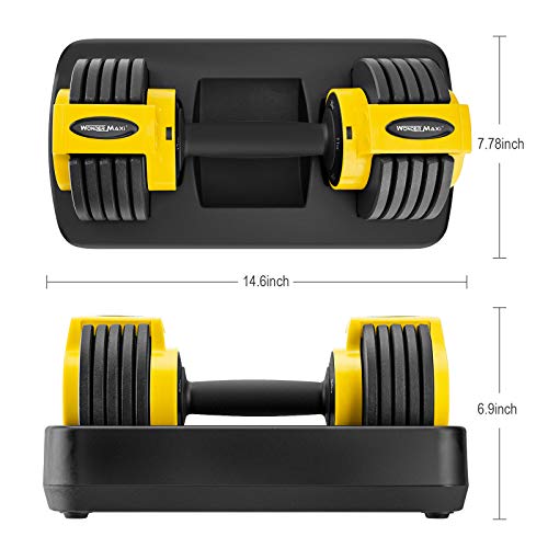 Wonder Maxi Adjustable Dumbbell, 25 lb Single Dumbbell with Anti-Slip ...
