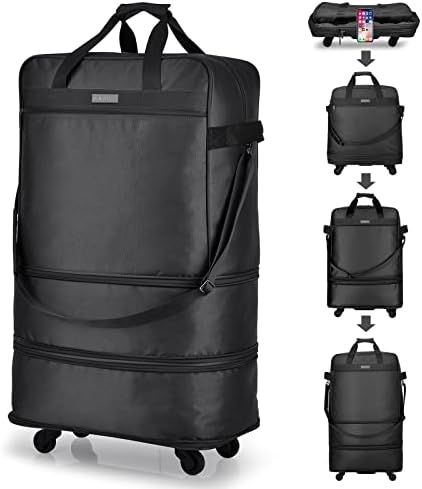 Hanke Foldable Suitcase Travel Bag with Wheels 50L-70L-90L Expandable ...