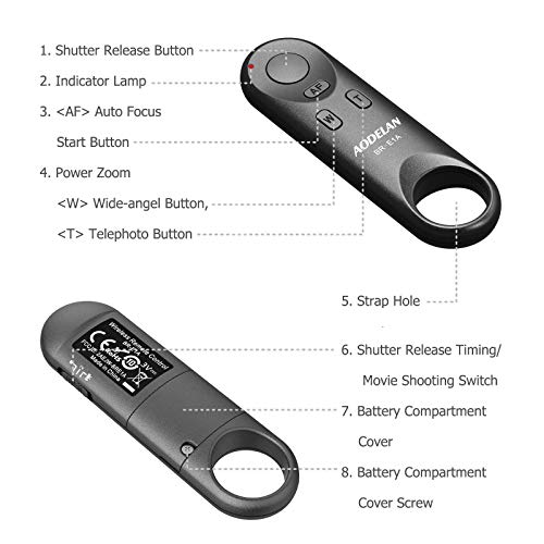 Camera Remote Control Wireless Shutter Release for Canon EOS Rebel SL2, SL3, 77D, R5, R6 ...