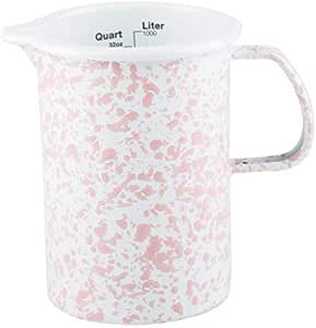 Amazon.com | Enamelware Measuring Pitcher, 1 quart/1 liter, Pink/White ...