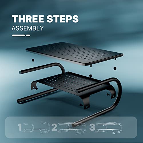 HUANUO Monitor Stand, 2 Tier Monitor Riser with Storage, Vented ...
