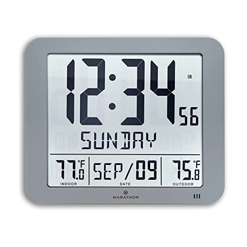 Marathon Slim Atomic Wall Clock, Graphite Gray - Large 10-Inch Full ...