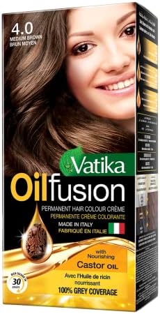 Vatika Naturals Coloring Kit - Medium Brown With Castor Oil | 100% Grey ...