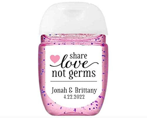Amazon.com: Wedding Favor LABELS - 30 Personalized Sanitizer STICKERS ...