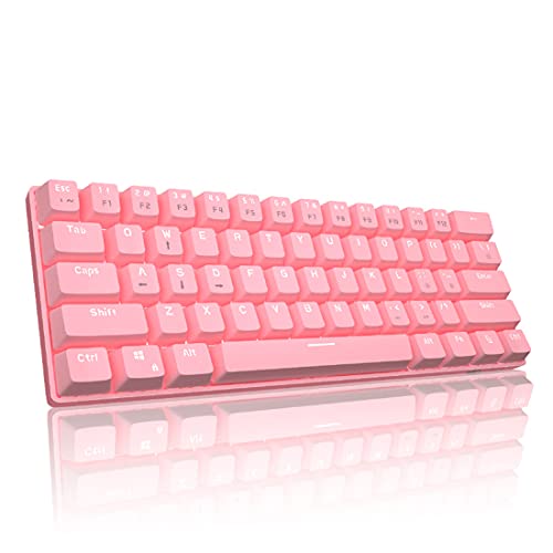 ZMX 61 Keys Cute Pink Wired Mechanical Keyboard,60% Layout White ...