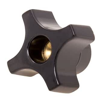 1 3/4 dia., 3/8-24 thds., Four Prong Plastic Knobs w/Black Glossy Phenolic Thru Hole Brass ...