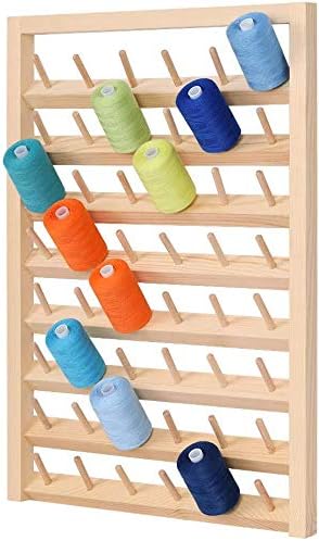 HAITRAL 48-Spool Sewing Thread Rack,Wooden Thread Holder Sewing ...