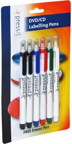 Pressit Dvd & Cd Marker Pens 5 Pack With Free Eraser Pen - PLLP5c ...