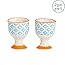 Nicola Spring Hand-Printed Egg Cup Set - Porcelain Breakfast Hard Soft ...