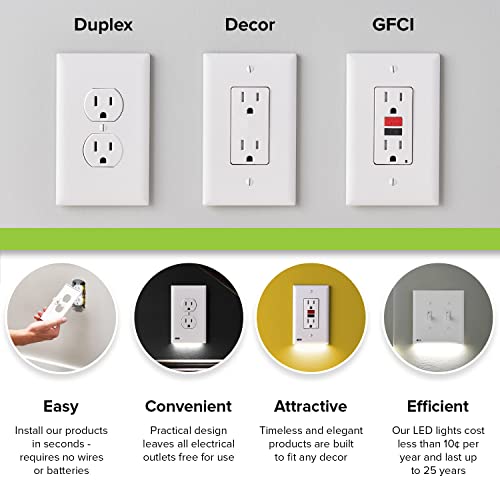 SnapPower 6 Pack GuideLight 2 [for Duplex Outlets] - Replaces Plug-in ...