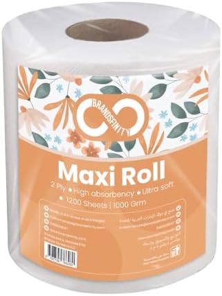BRANDSFINITY Maxi Roll Kitchen Paper Towel Rolls, 1000 g, 1200 Sheets ...