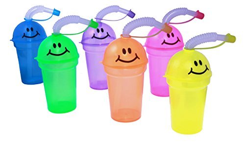 Happy Face Mini Sipper Cups With Lids And Straws - 12 Pack on Galleon ...