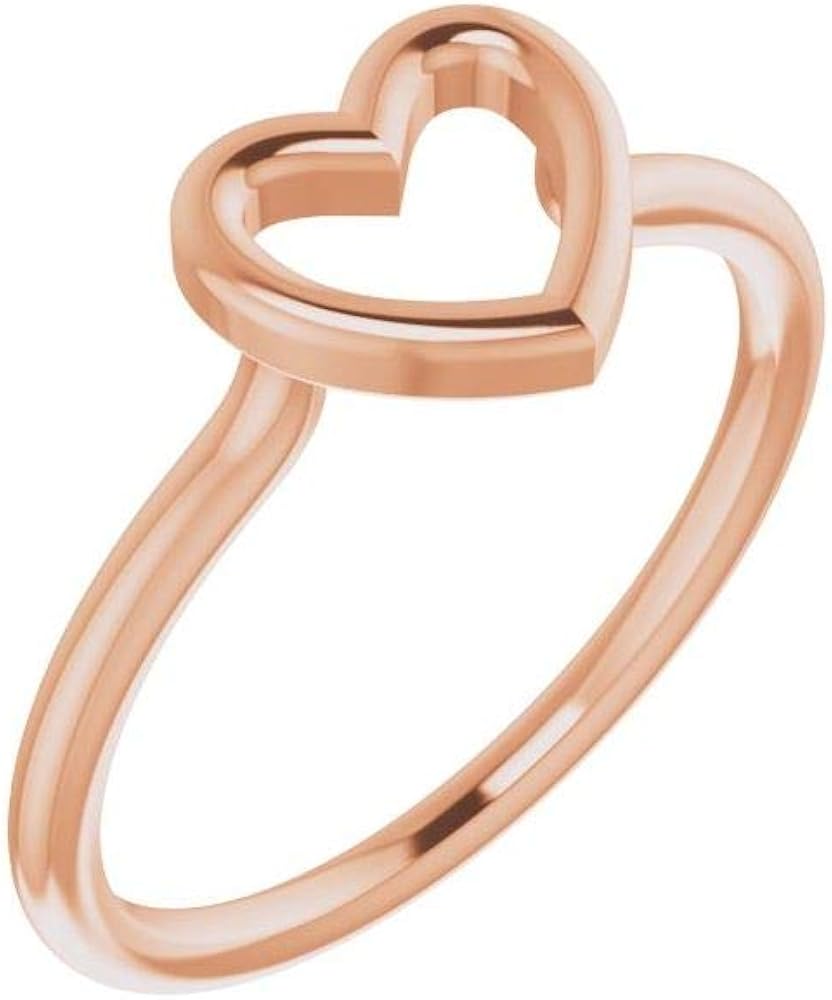 Amazon.com: Solid 14k Rose Gold Heart Ring Band (Width = 8.7mm): Jewelry