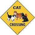 Amazon.com : CROSSWALKS Cat Crossing 12" X 12" Aluminum Sign (X89 ...