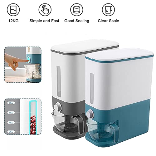 Rice Dispenser, Grain Dispenser Container 22 Lbs with Measuring Cup ...