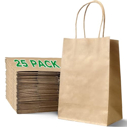 Small Brown Paper Gift Bags with Handles, Small Kraft Paper Bags with ...