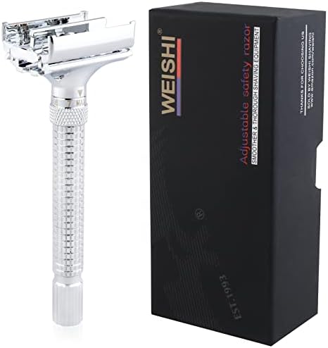 WEISHI Safety Razor Adjustable Butterfly Open Double Edge Chrome price ...